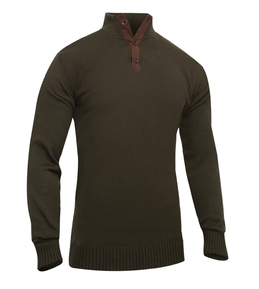 Rothco 3-Button Sweater With Suede Accents – Universal Armor Systems